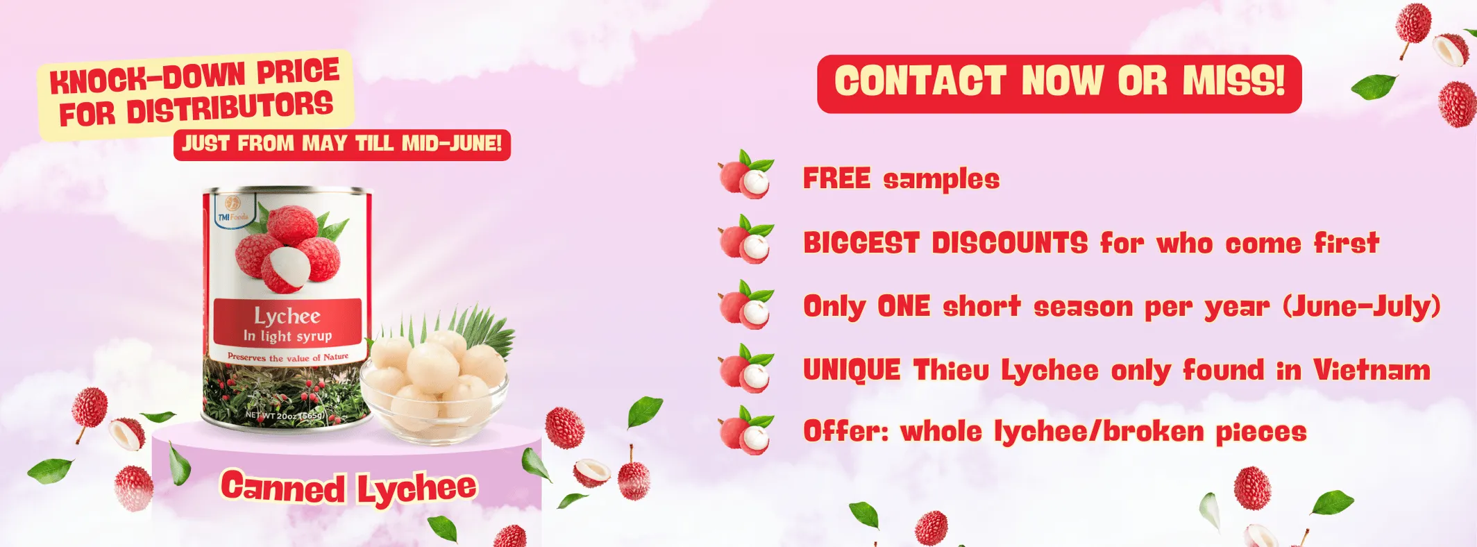 Canned Lychee TMI Foods